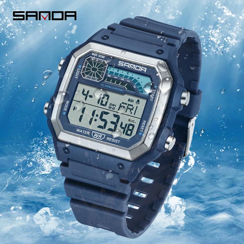 Jam Tangan Lelaki, SANDA 6196, Fesyen, Gaya Tentera, Kalis Air ...