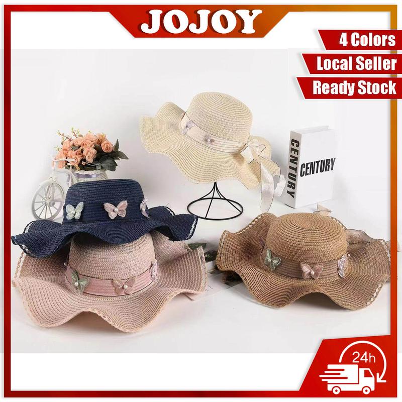 JOJOY Topi Pantai Perempuan Besar Topi Muslimah Straw Hat Korean ...