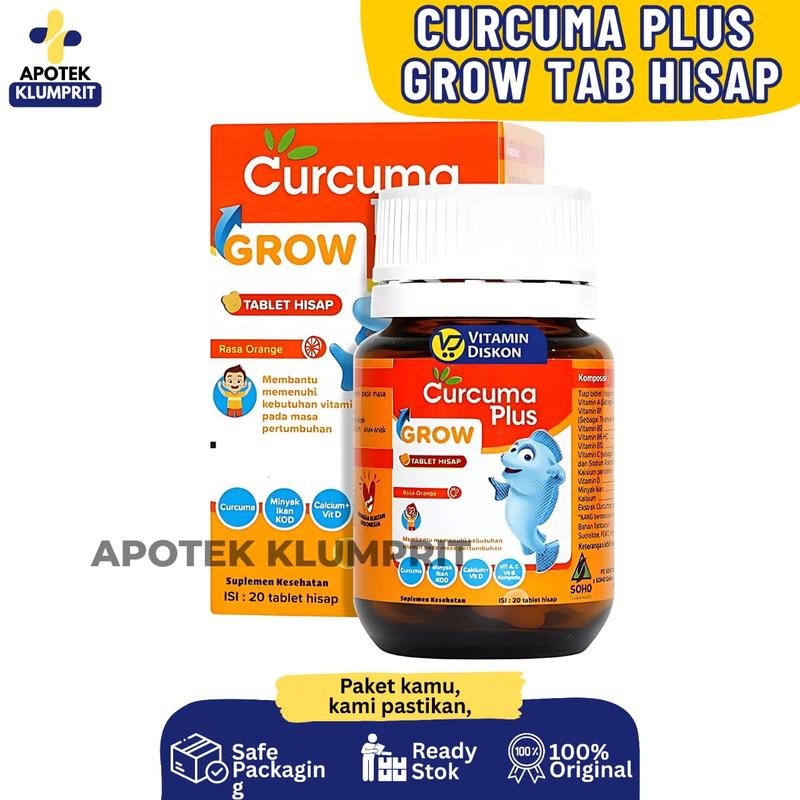 curcuma plus grow tablet, isi 20 tablet, multivitamin anak dengan ...