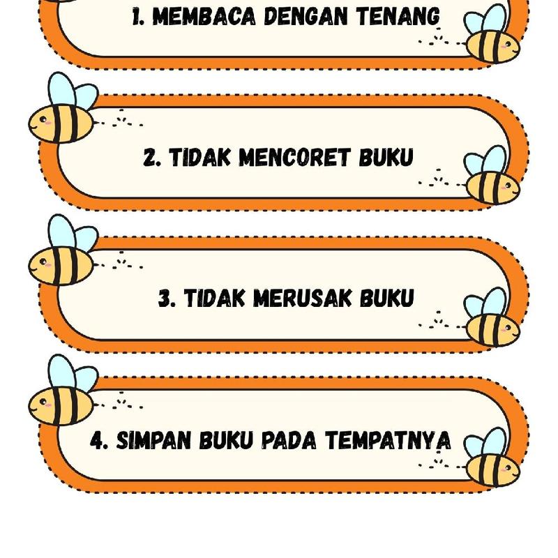 Hiasan Dinding Pojok Baca Tema Literasi Motif Buku & Lebah Ideal untuk ...