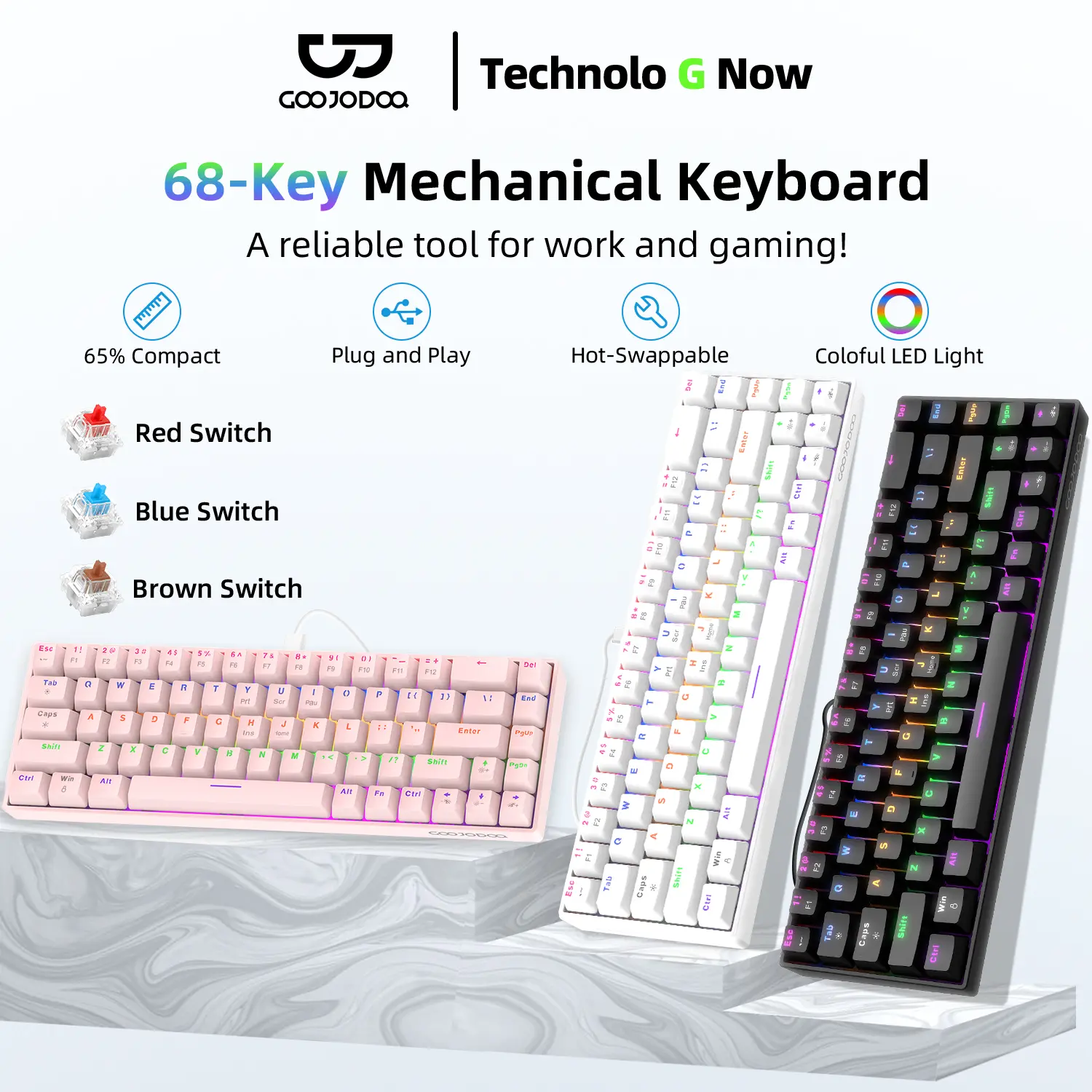 【GOOJODOQ】NEW 68-Key mechanical keyboard . a reliable tool for work and ...