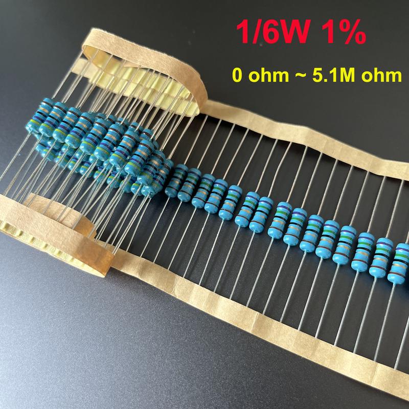 100PCS 1/6W Metal Film Resistor 1% Five-color Ring Power Resistor ...