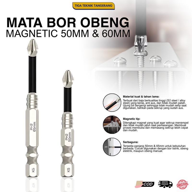 Mata Bor Obeng Magnetic 50-65mm Mata Obeng Keras Baja - Shop | Tokopedia