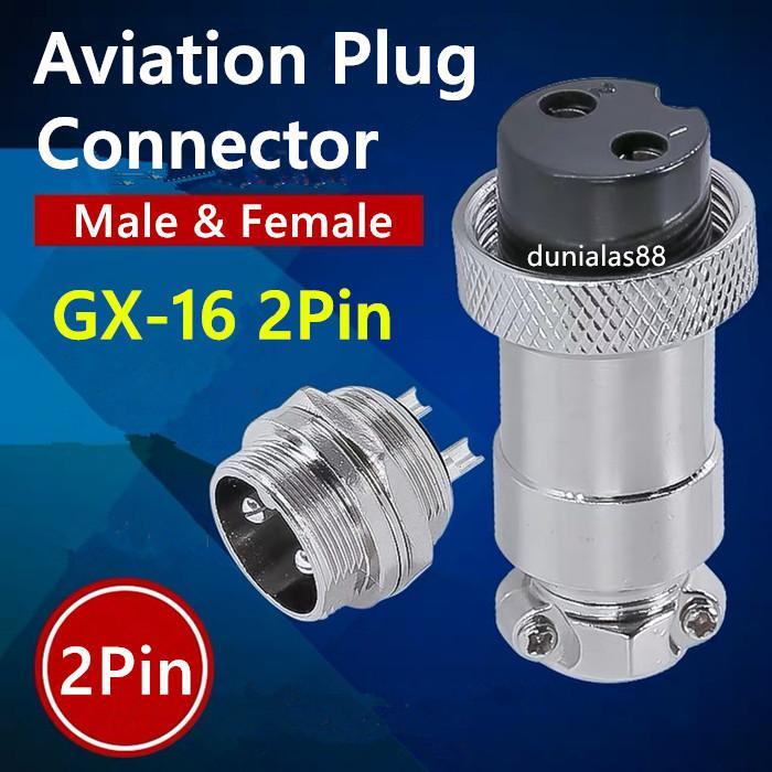 GX16 2PIN AVIATION PLUG CONNECTOR KONEKTOR MALE FEMALE 2 PIN 16MM ...