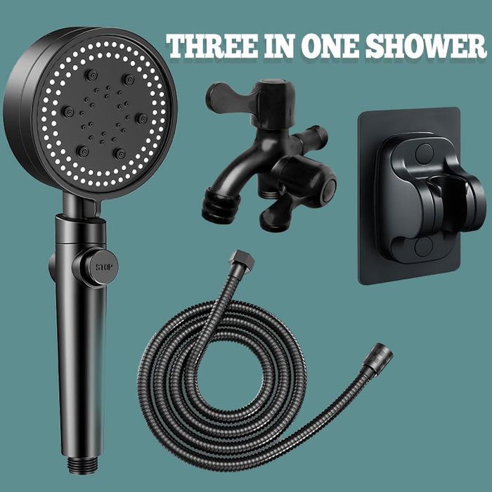 Promo 3In 1 Kepala Shower Set Mandi Hitam Premium Shower Head Set 5 ...
