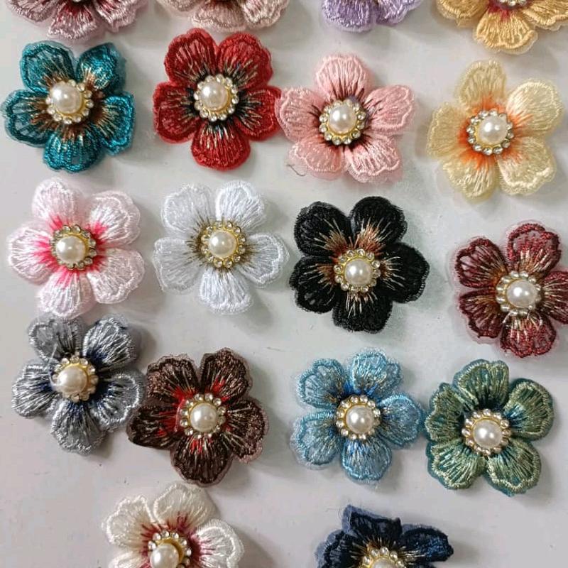 Bunga Tampal 3D Manik Batu/Flower Decoration(3cm)/Manik Crystal ...