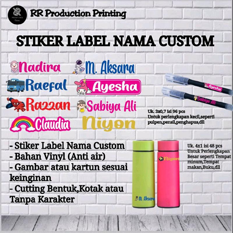 Isi 48 dan 96 pcs Stiker Label Nama/Stiker Label Nama Custom/Stiker ...