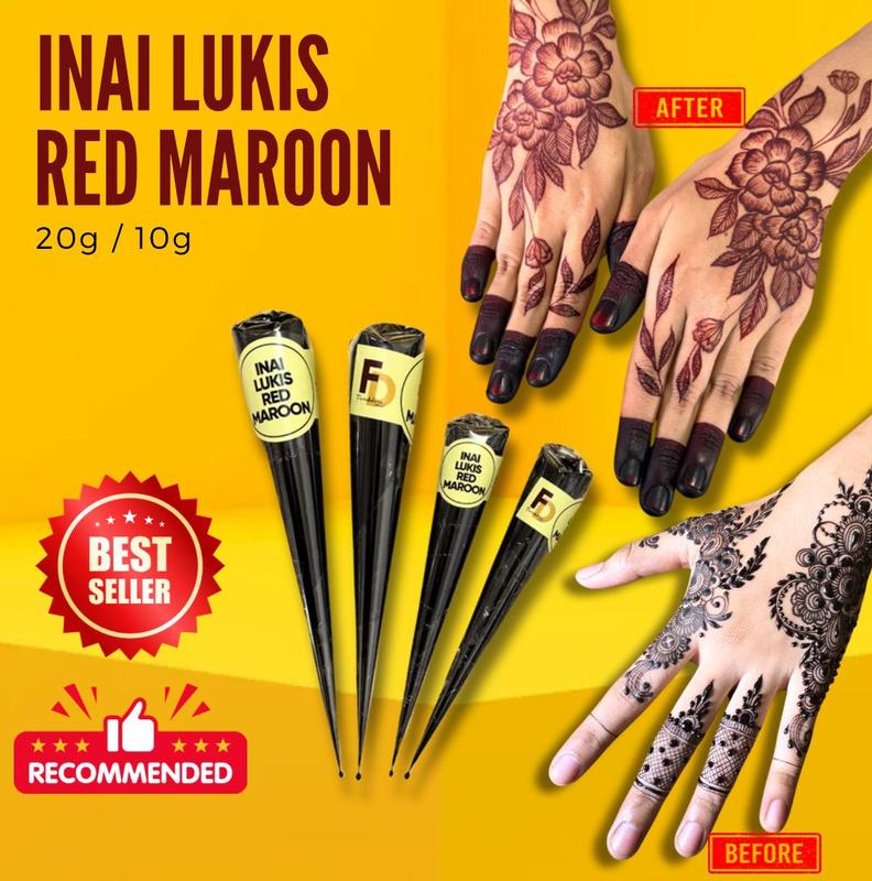 inai lukis red maroon by farahdira - TikTok Shop Malaysia