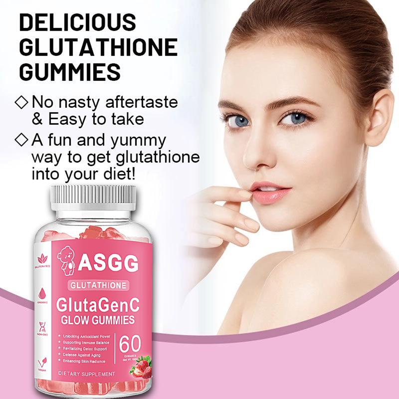 ASGG Glutathione GlutaGenC Glow Gummies Whitening Skin Tone Supplement ...