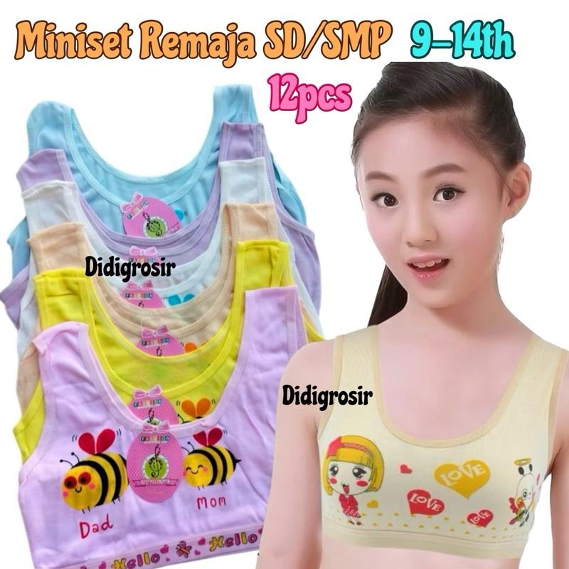 12pcs Miniset anak remaja SD SMP Bra mini katun murah lucu perempuan ...