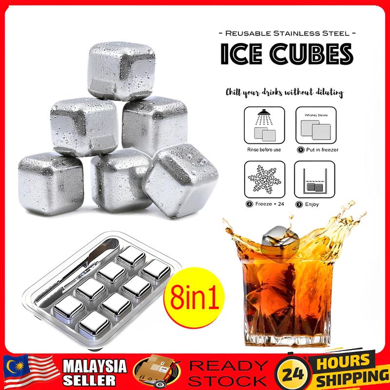 8pcs Reusable Ice Cubes Stainless Steel Quick Frozen Chillin - TikTok ...