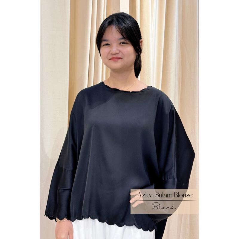 Emray: Azlea Sulam Blouse Black - TikTok Shop Singapore
