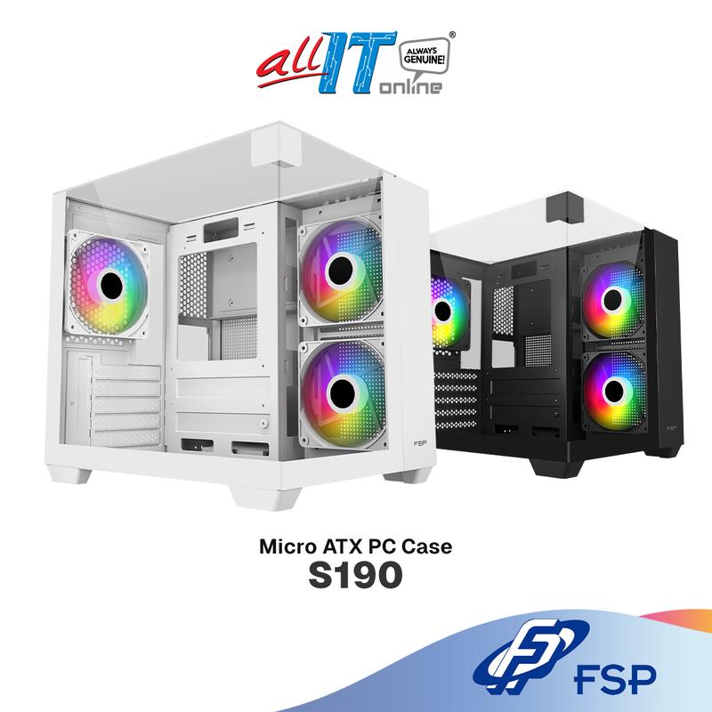 FSP S190 TRIPLE GLASS M-ATX PC CASE / CASING WITH 5 ARGB FAN - TikTok ...