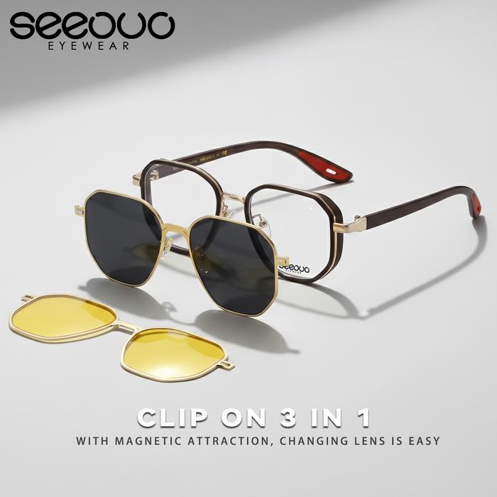 Promo Seeouo Kacamata Clip On 3in1 Model Kotak Anti Blueray Stylish ...