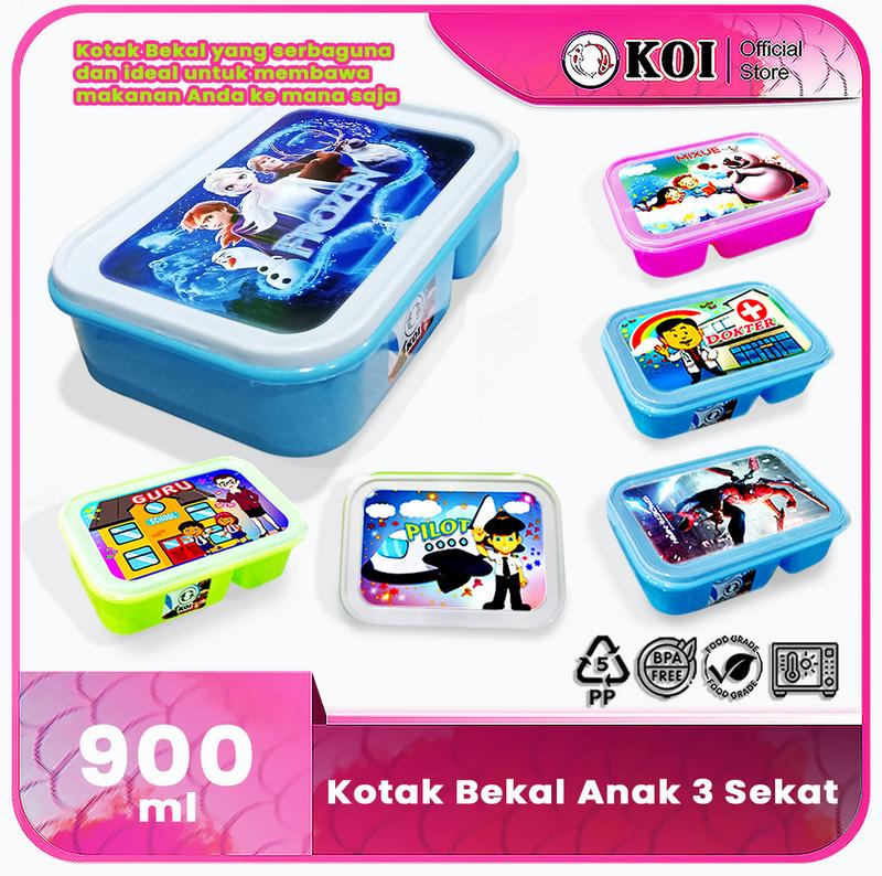 12 Pcs Lunch Box Serbaguna Makanan Sekat 3 / Kotak Plastik Tempat ...