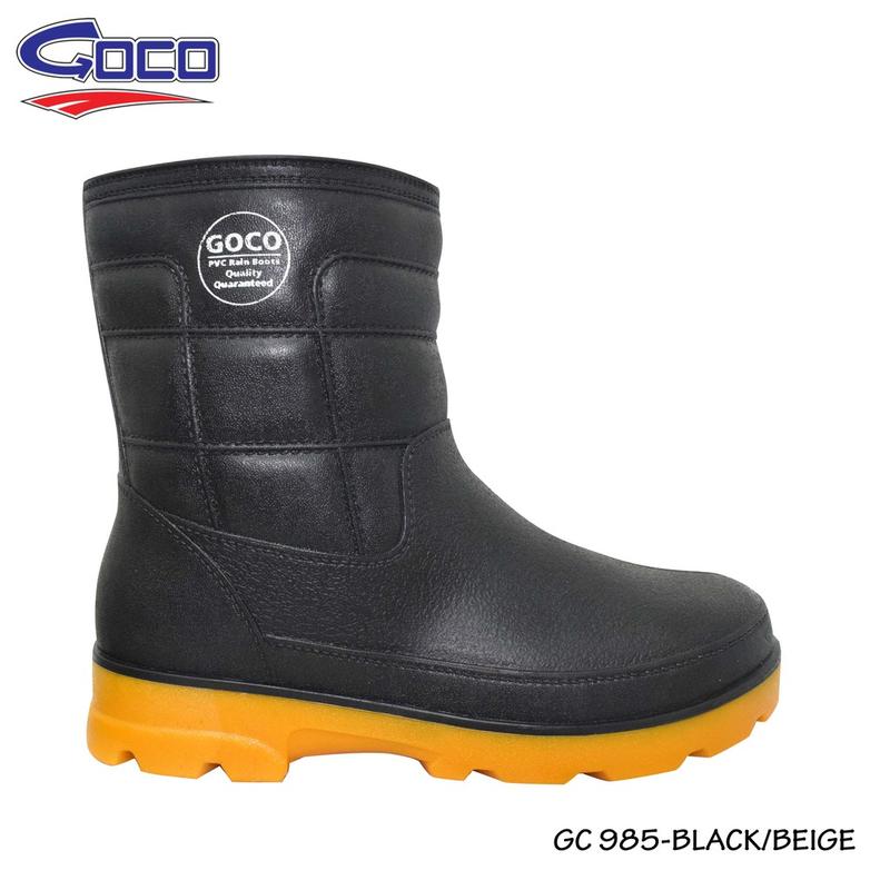 GOCO 985 MID CUT BOOT ( NO STEEL ) BLACK YELLOW RUBBER BOOT KASUT ...