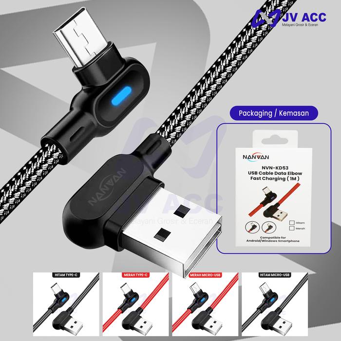 Promo NVN-KD53 USB KABEL DATA CASAN SIKU L LED MICRO / TIPE TYPE C FAST ...