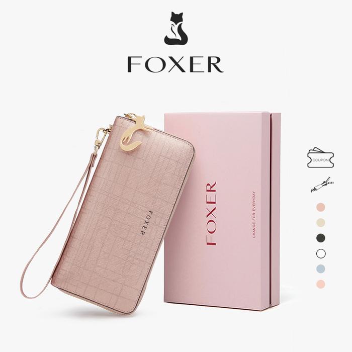 Promo FOXER Dompet Kulit Asli Dompet Ritsleting Wanita Dompet Panjang ...