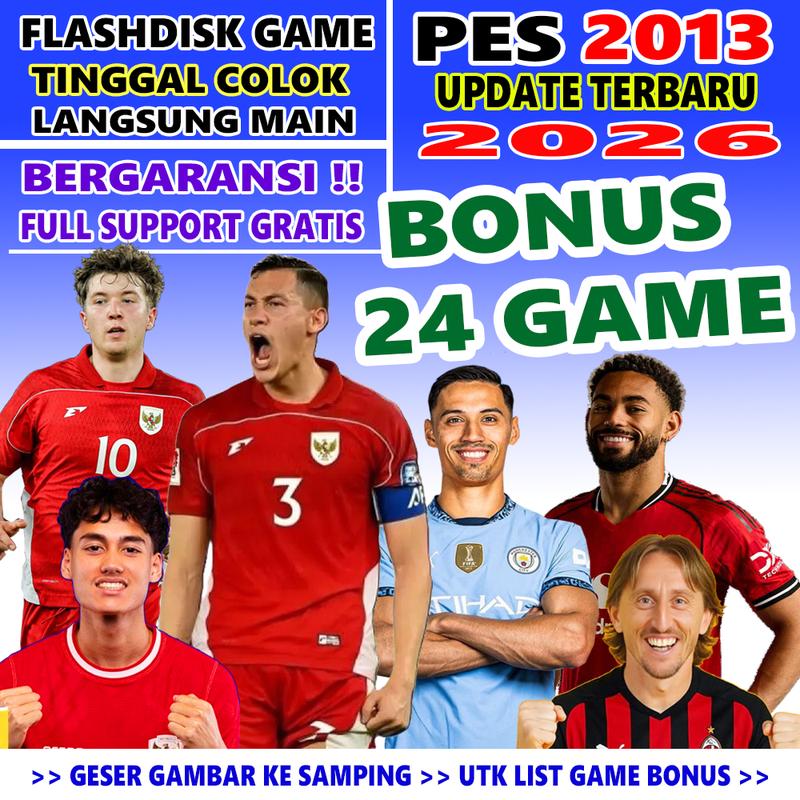 Flashdisk Game PES 2013 update Terbaru 2026 | Bonus 24 Game | Plug N ...