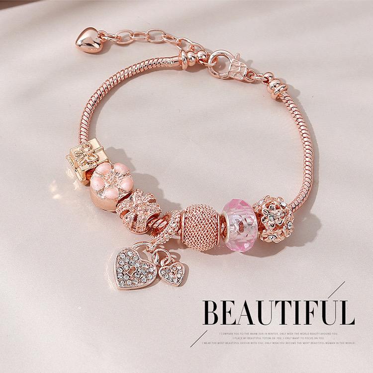 Gelang Manik-manik Hati Merah Muda Model Korea Baru Dengan Ukuran ...