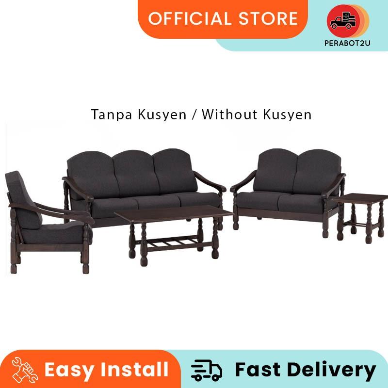 P2U Wooden Sofa Set (1+2+3 Seater with 1 Table Besar & Side Table ...