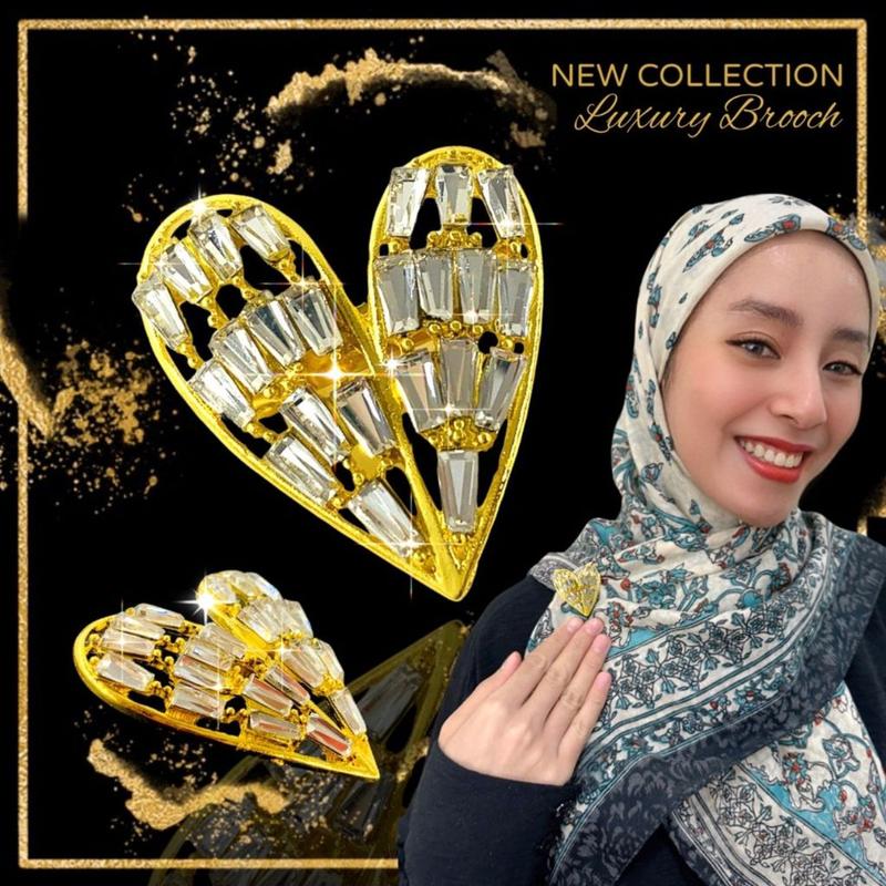 Brooch Hijab 1pc [FREE BOX] Luxury Brooch European Crystals LOVE ...