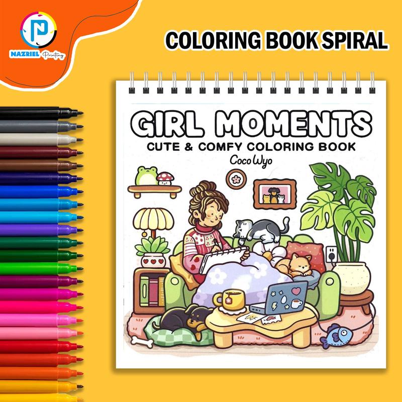 Girl Moments Cute And Comfy Coloring Book Buku Mewarnai spiral - Shop ...