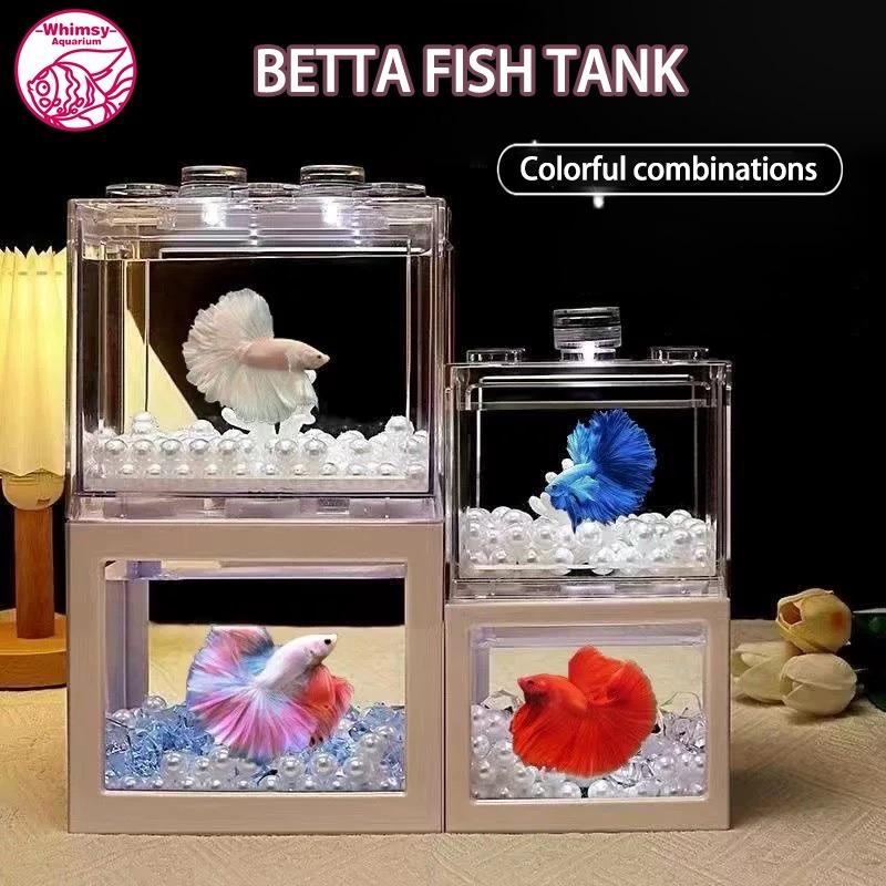 Mini Aquarium Block Tank Betta Fish Tank Guppy Tank Building - TikTok ...