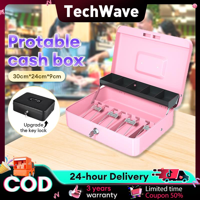 Portable Cash Box Cash Box Storage Box Steel material (30cm - TikTok ...