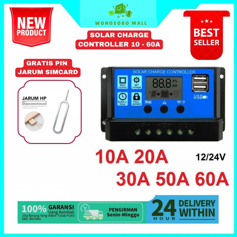 Solar Charge Controller 10A 20A 30A 40A 50A 60A Cell PWM Pengisi - Shop ...