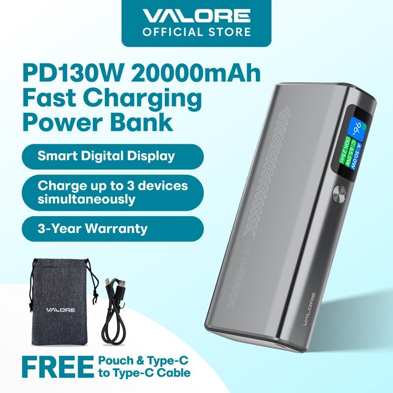 VALORE PD130W Power Bank with Smart Display (20,000 MAH) Accessories ...