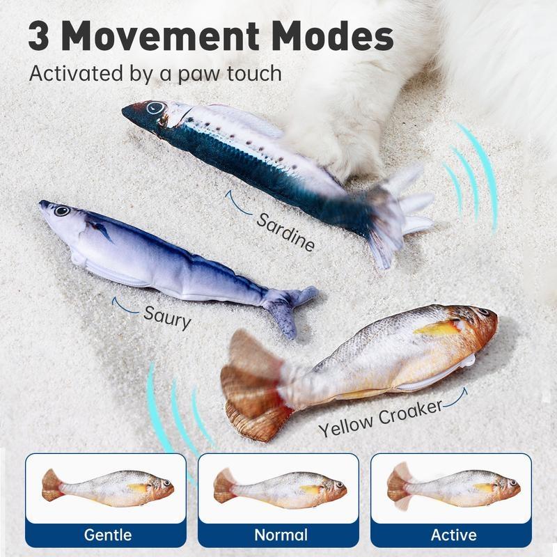 Realistic Interactive Cat Toy, 3-Pack, Click-To-Activate 3 Beat Modes ...