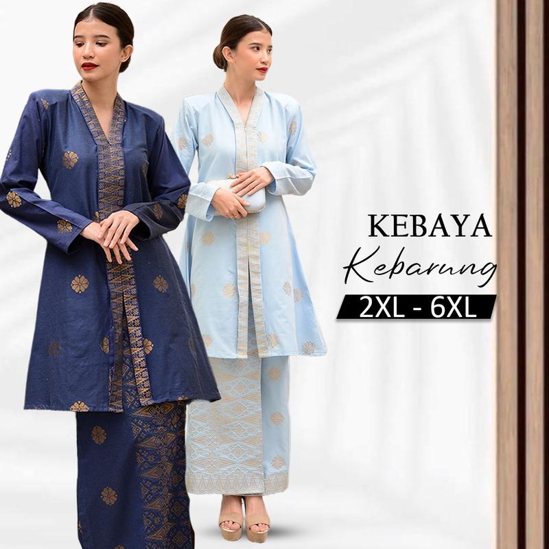 Kebaya Kebarung Songket Royal Plus Size 2XL-6XL Floral Cotto - TikTok ...