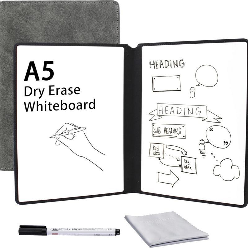 A5 Premium Whiteboard Notebook - Reusable & Double-Sided ，Includes ...