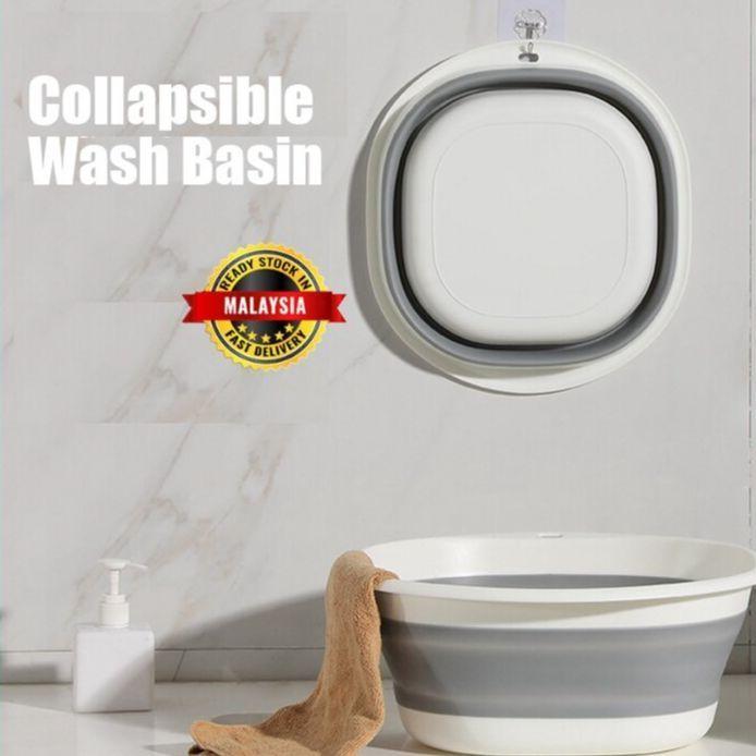 Collapsible Wash Basin, Portable Folding Catch Basin with Hanging ...