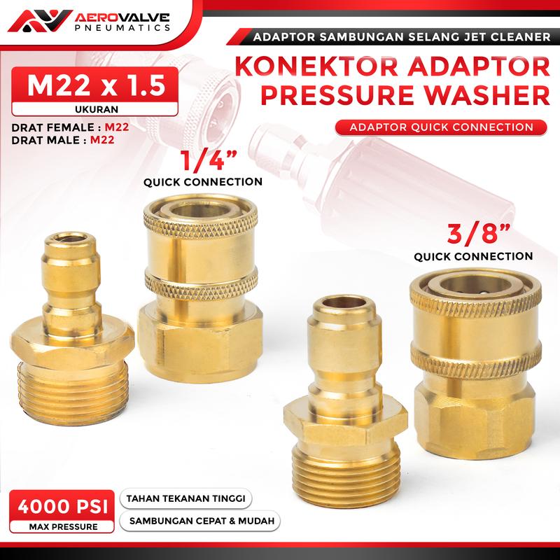 2PCS Konektor Adaptor M22 *1.5 Untuk Pressure Washer 1/4 dan - Shop ...