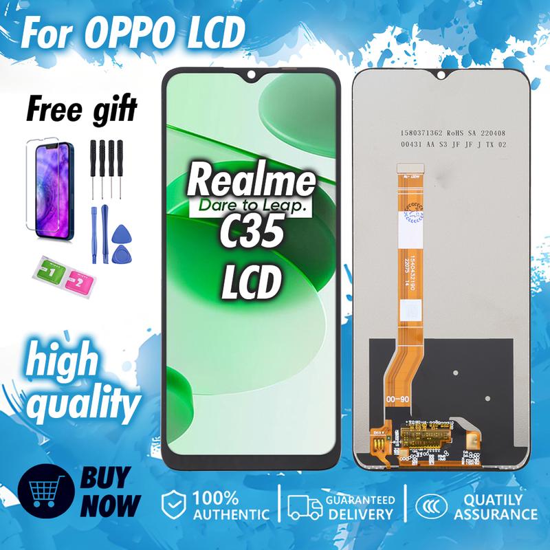 Skrin Paparan LCD, Untuk OPPO Realme C35, dengan Saput Kaca Bajaan ...