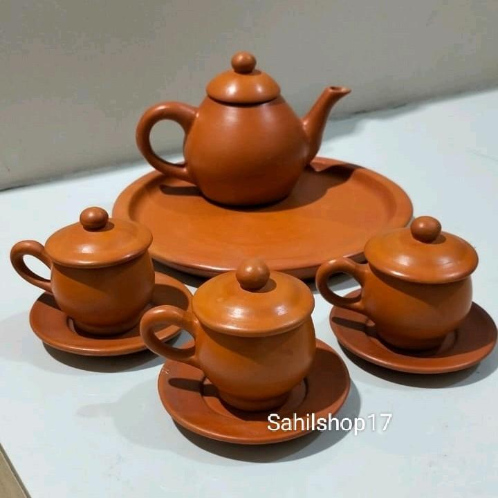 Poci Tanah Liat Polos Set Cangkir 3 Plus Tatakan Gelas 3 Pcs - Shop ...