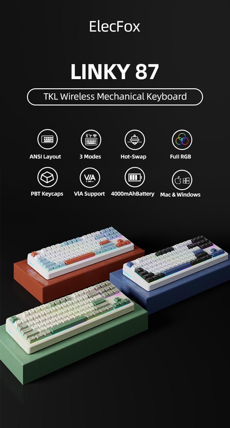 Elecfox LINKY 87 TKL Customized Mechanical Keyboard 87 Keys Wired ...