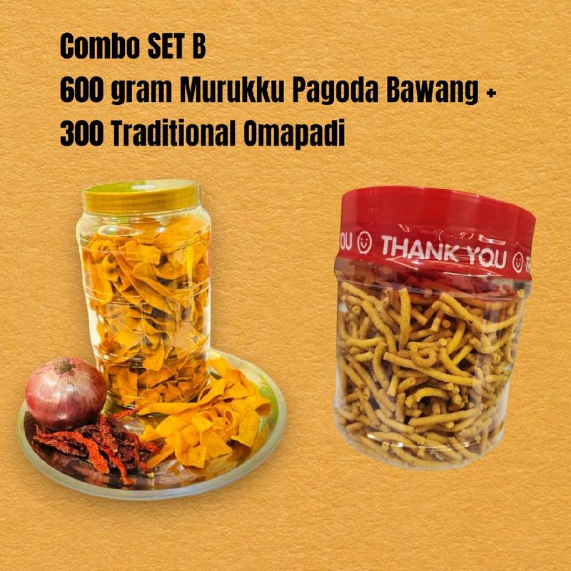 KTV COMBO SET B ( 600 gram Muruku Pagoda Bawang+ 300 gram Traditional ...