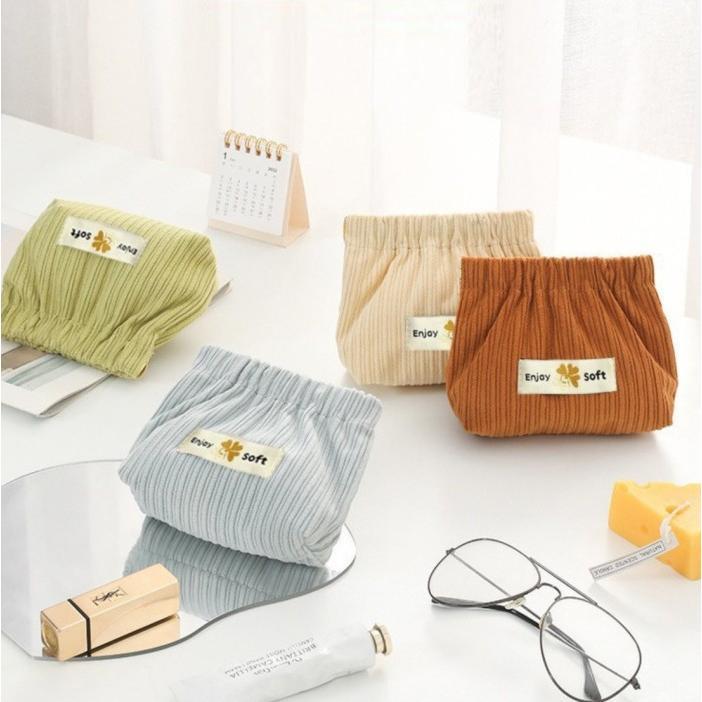 W278 Pouch Mini Dompet Solid Color Corduroy Lipstick Koin Kabel ...