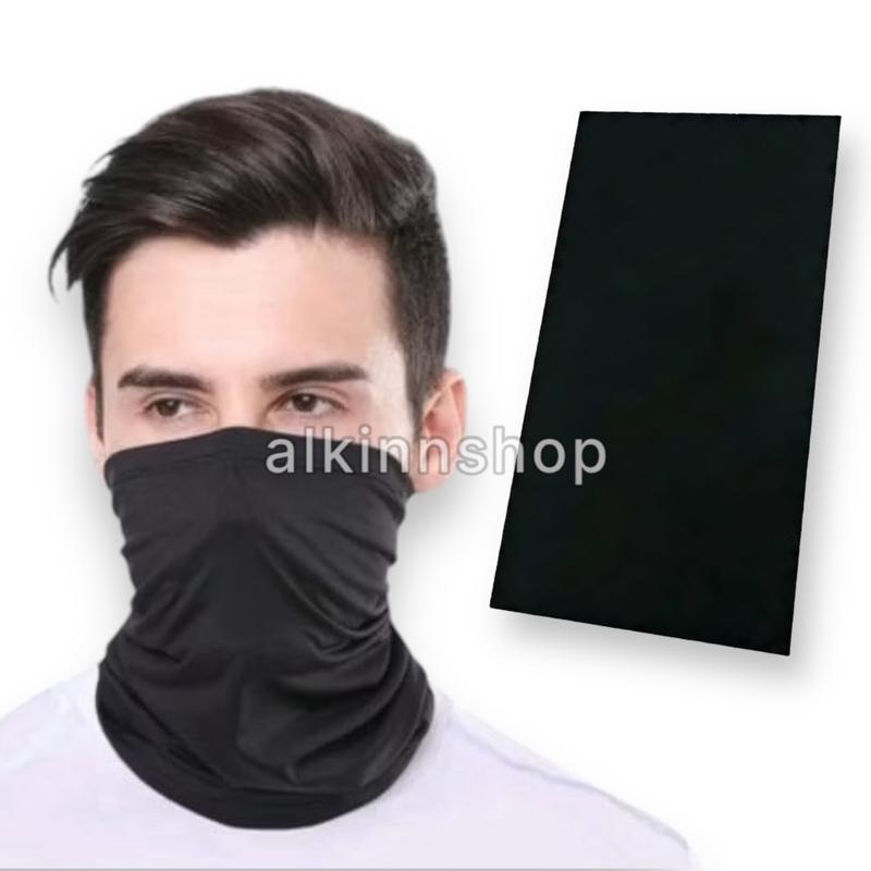 Masker Buff Hitam Bandana Multifungsi Seamless Tanpa Jahit Tengah ...