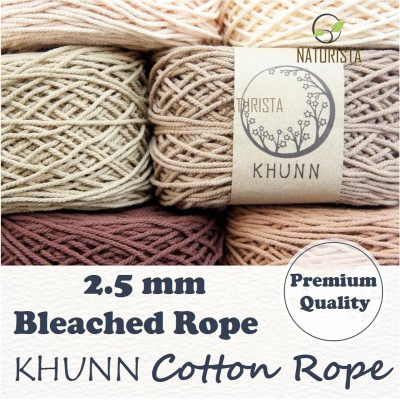 [100g] Original KHUNN Bleached Cotton Rope Macrame 2.5 mm Macrame ...
