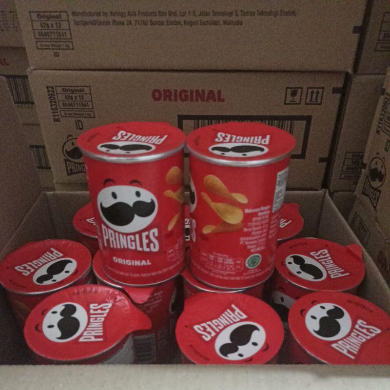 PRINGLES MINI ORIGINAL/SOUR 1 DUS ISI 12 PCS @42GR, ED. MARET 2026 ...