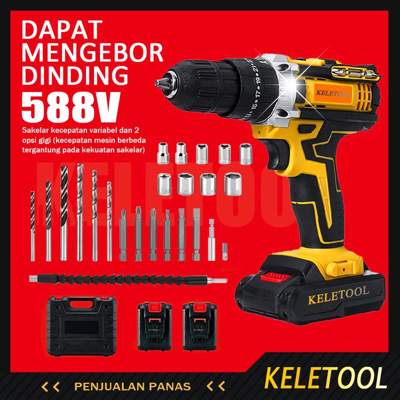⚡Fast delivery⚡KELETOOL 588V listrik cordless hammer impact drill ...