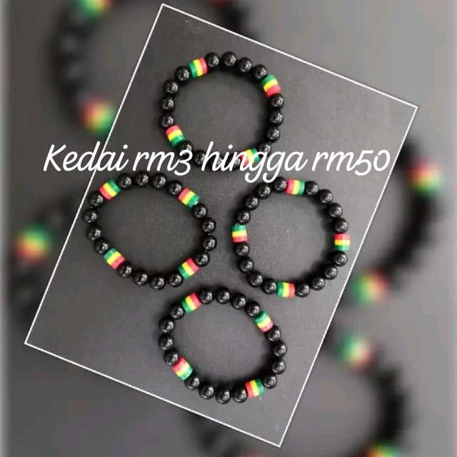 Gelang tangan tali getah Black Bracelet Elastic - TikTok Shop Malaysia