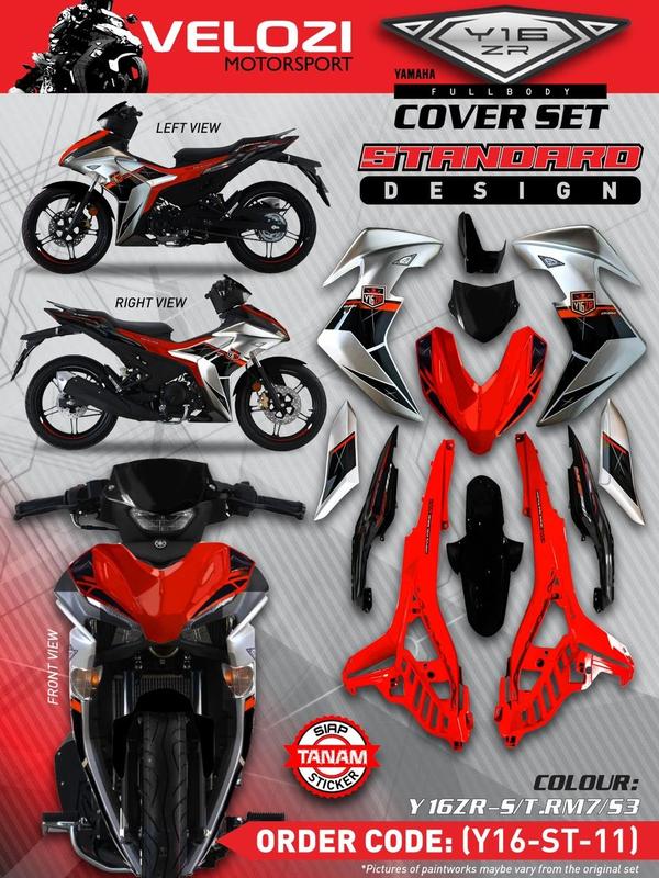 Y16 COVERSET Y16ZR RM7 S3 MERAH SILVER STANDARD DESIGN Y16-ST-11 ...