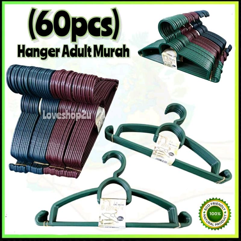 60pcs Hanger Adult/Penyangkut Baju Murah/Clothes Hanger Besar Dan Murah ...