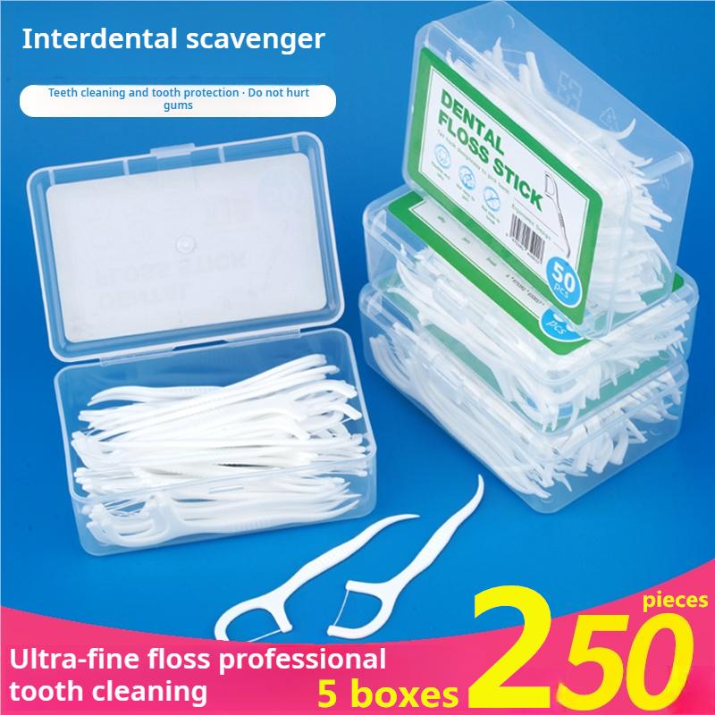 5 boxes of 250 dental floss ultra-fine disposable household floss ...