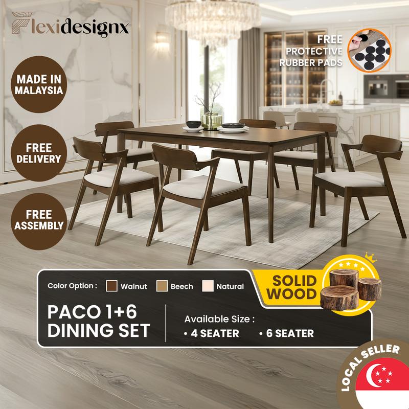 Flexidesignx PACO Dining Chair with Table 120/140/150cm, 3 Color ...